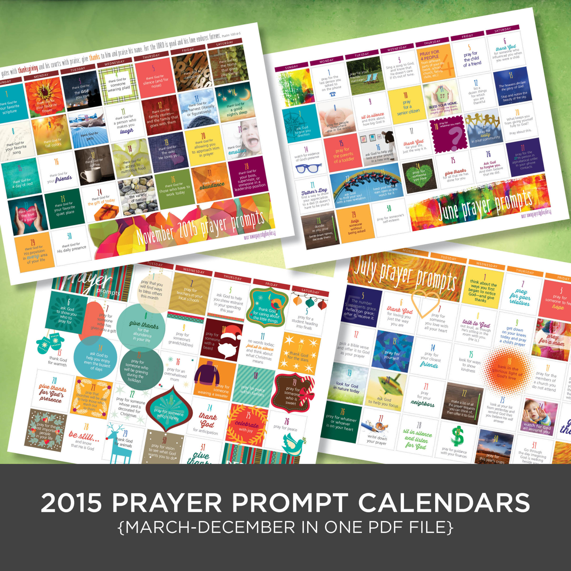 2015 PRAYER PROMPT CALENDARS [digital download] - Kelly O'Dell Stanley ...