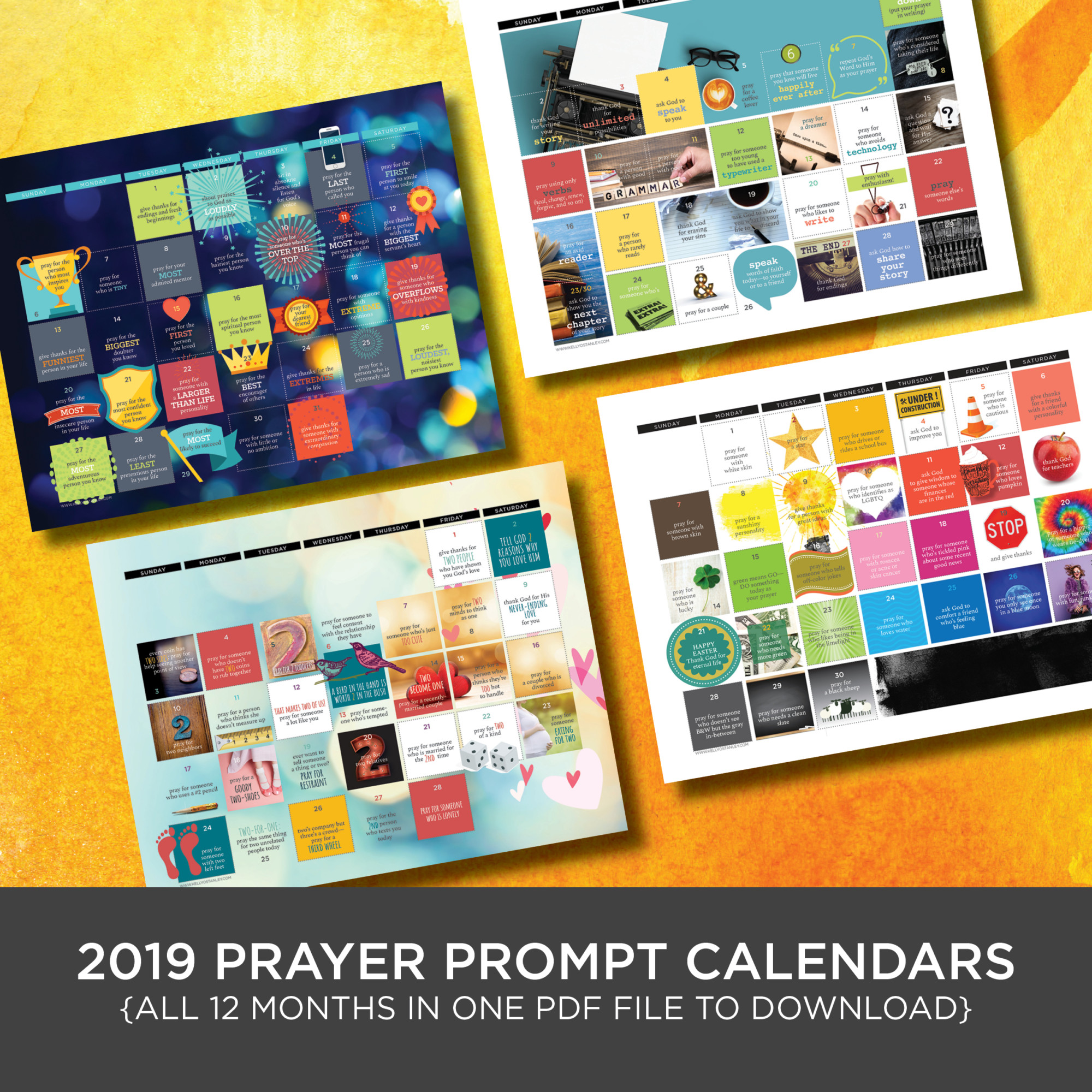 2019 Prayer Prompt Calendars [digital download] - Kelly O'Dell Stanley ...